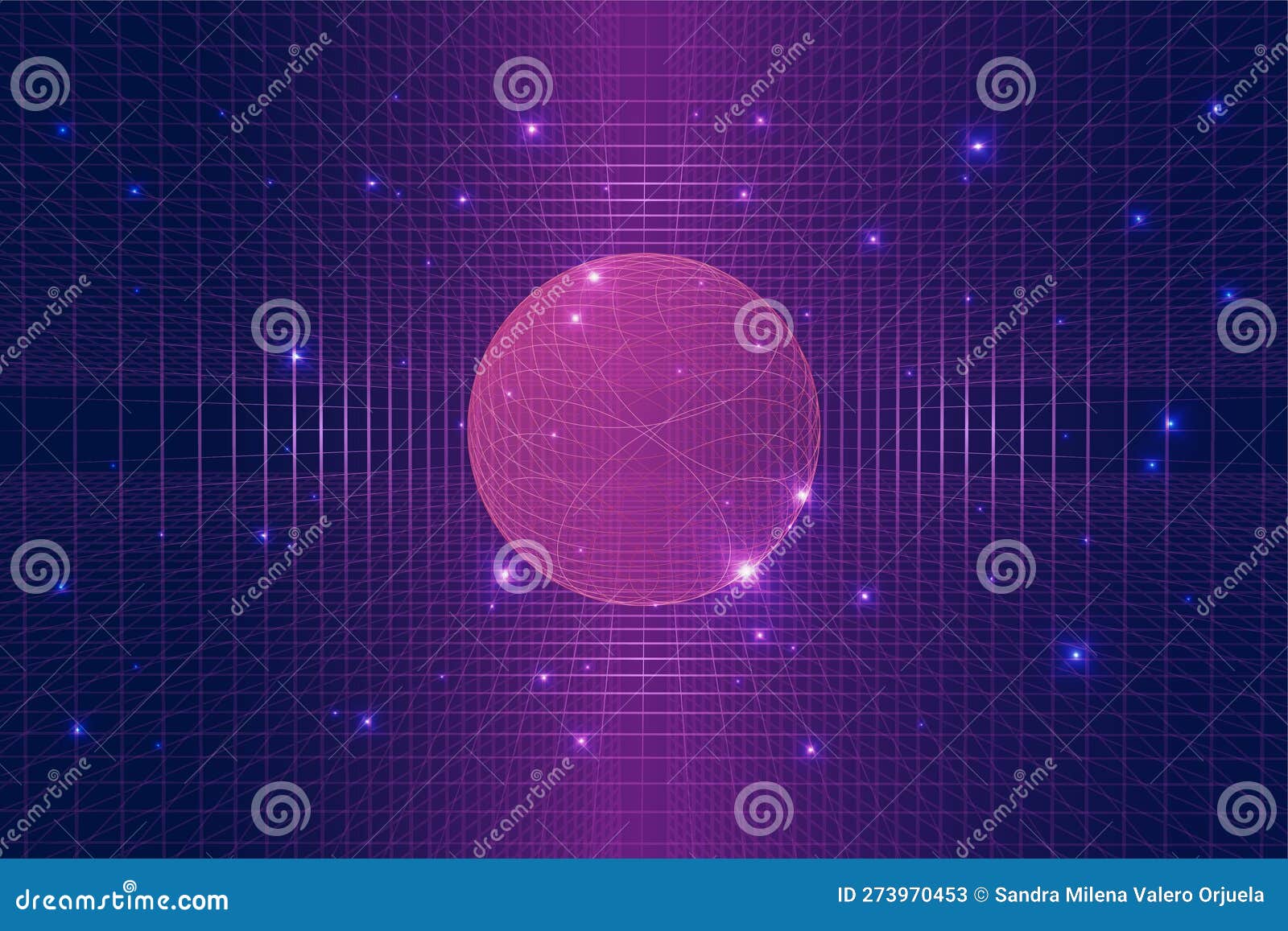 Technological and Virtual Space. Vector Illustration of Planet in ...
