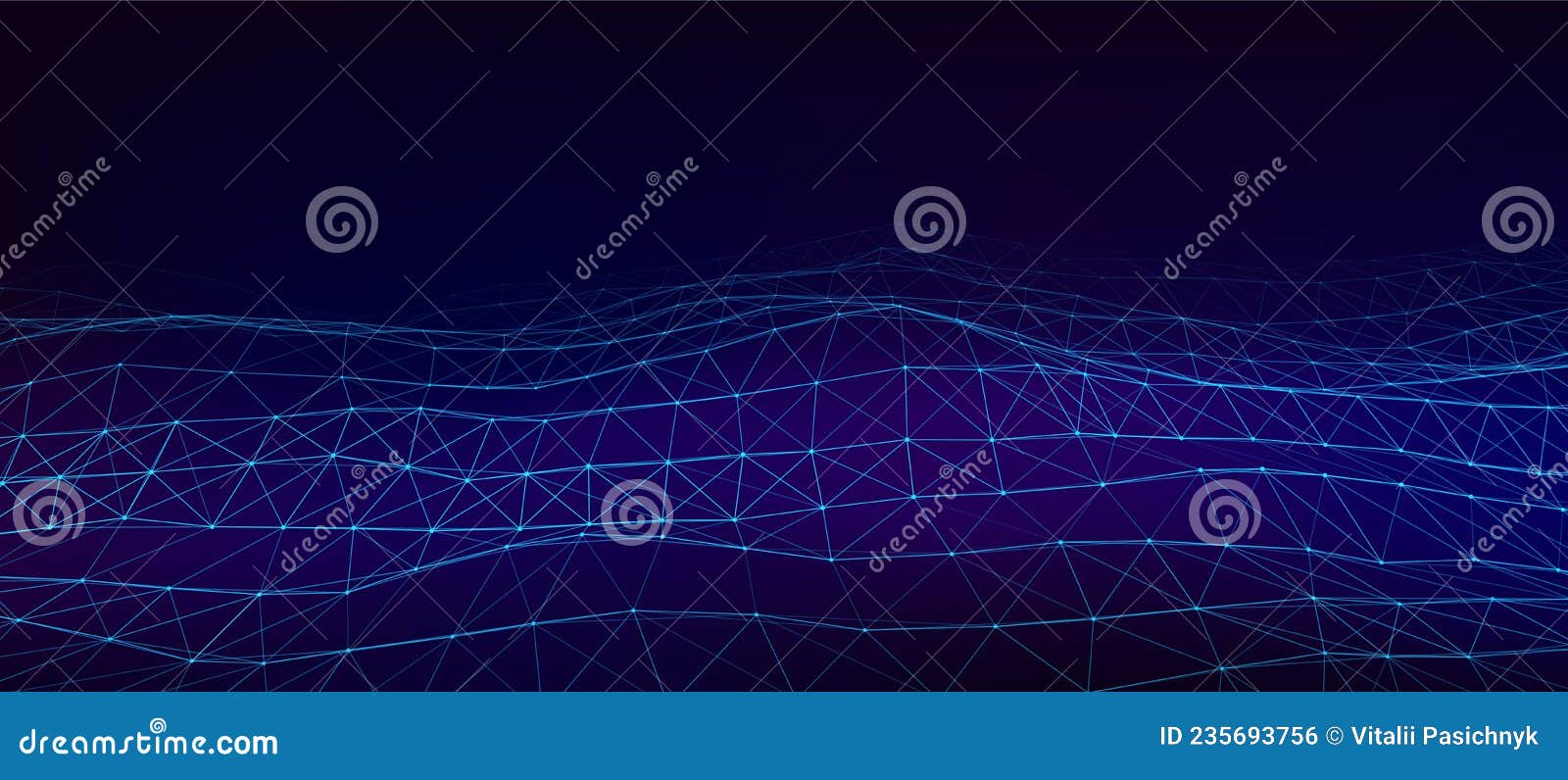 Technological Wave of Points and Lines on a Blue Background. Technology ...