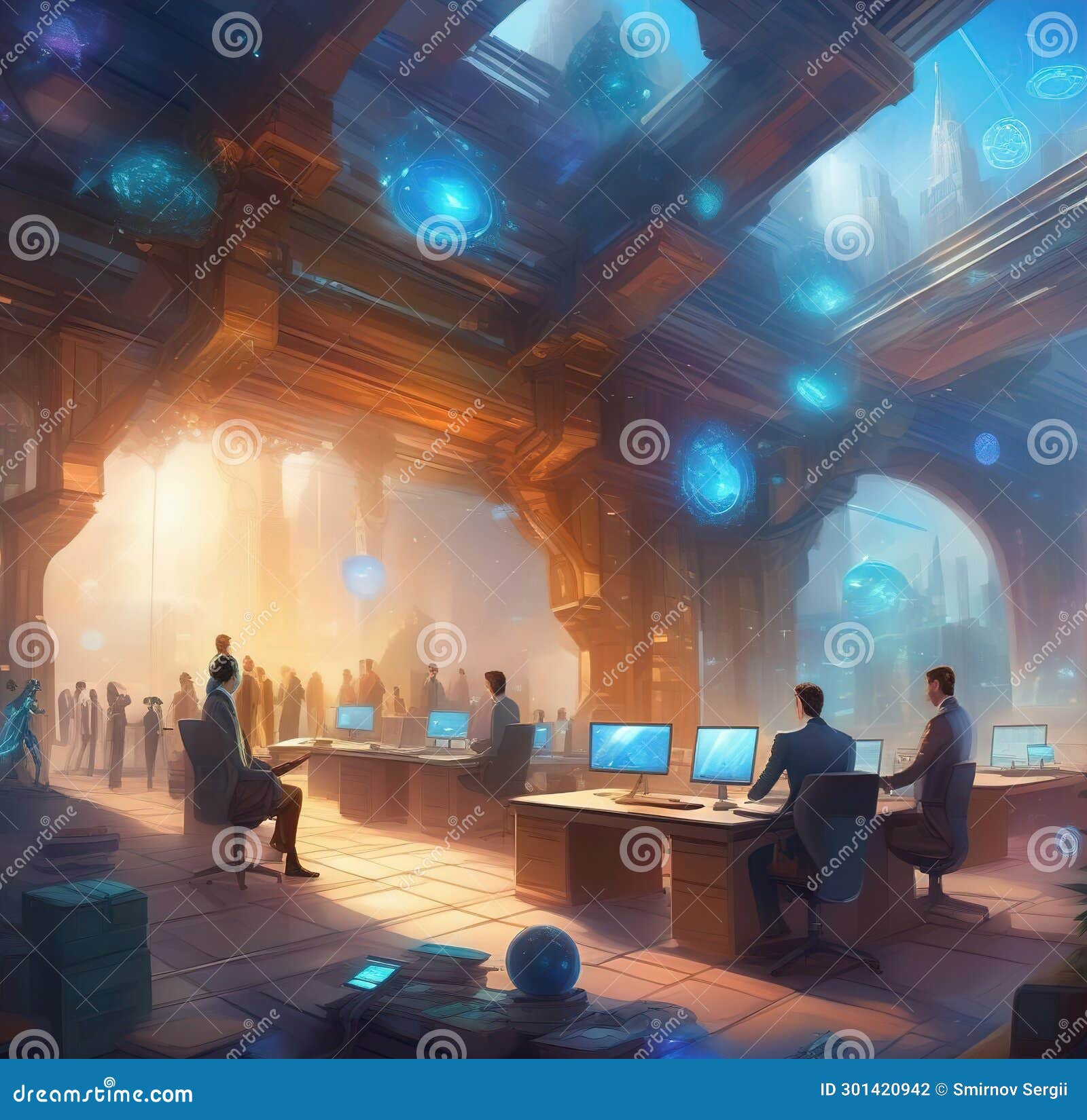 Technological World of the Future and Interaction_AI-generate Stock ...