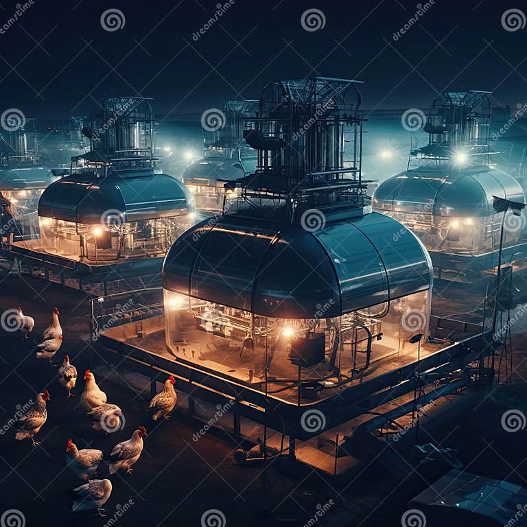 Technologically Advanced Chicken Farm Stock Illustration - Illustration ...