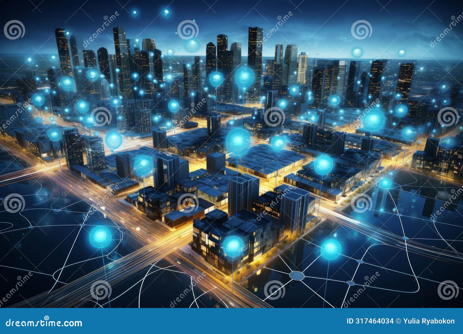 Technologically-advanced Smart City Ai Network Digital. Generate Ai ...