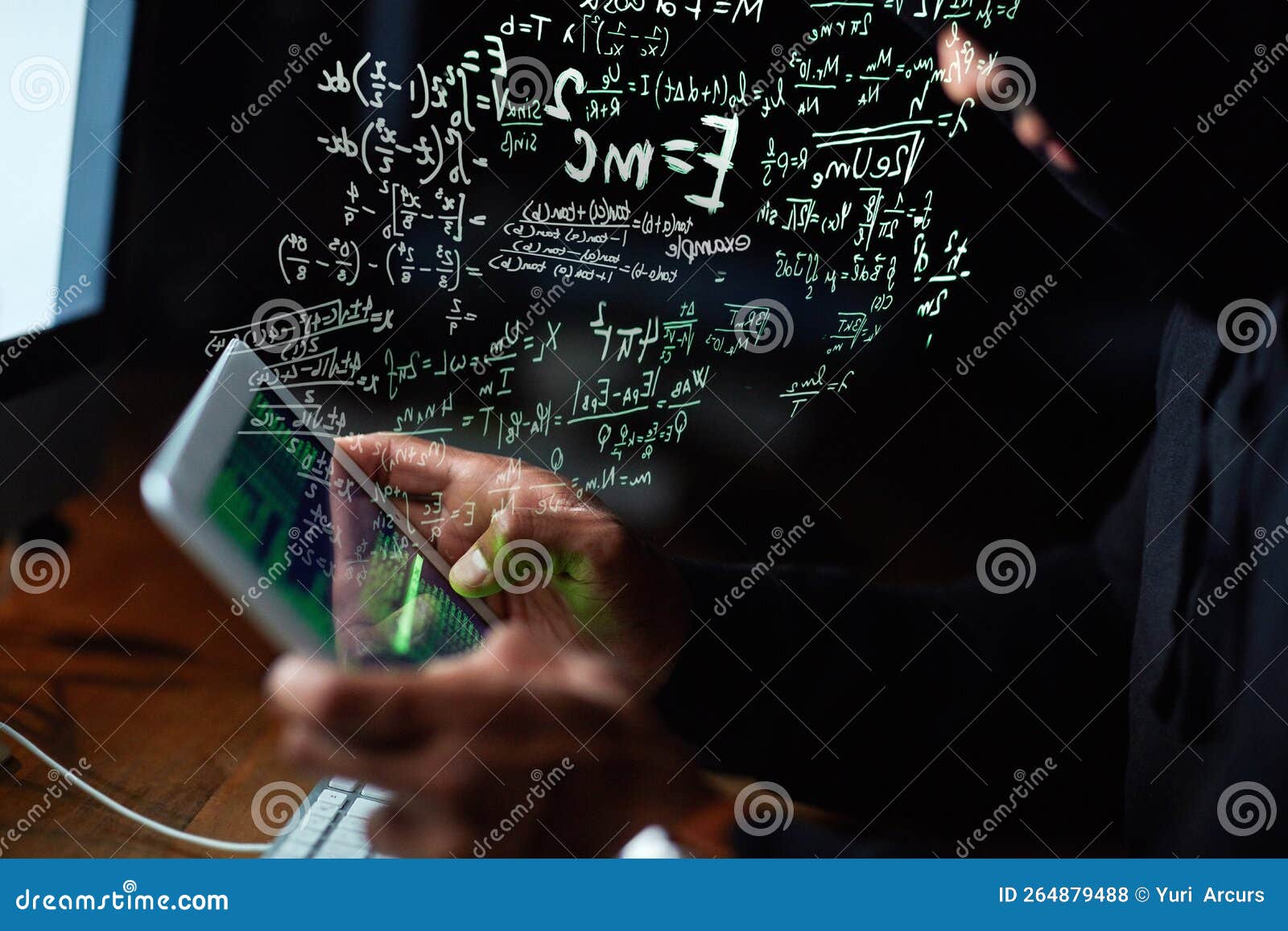 Technologically Fluent. a Young Hacker Cracking a Computer Code in the ...