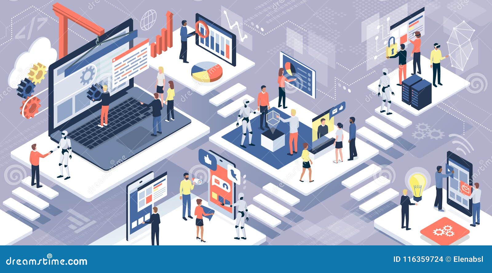 Technologie De L'information, Communication Et AI Illustration de ...