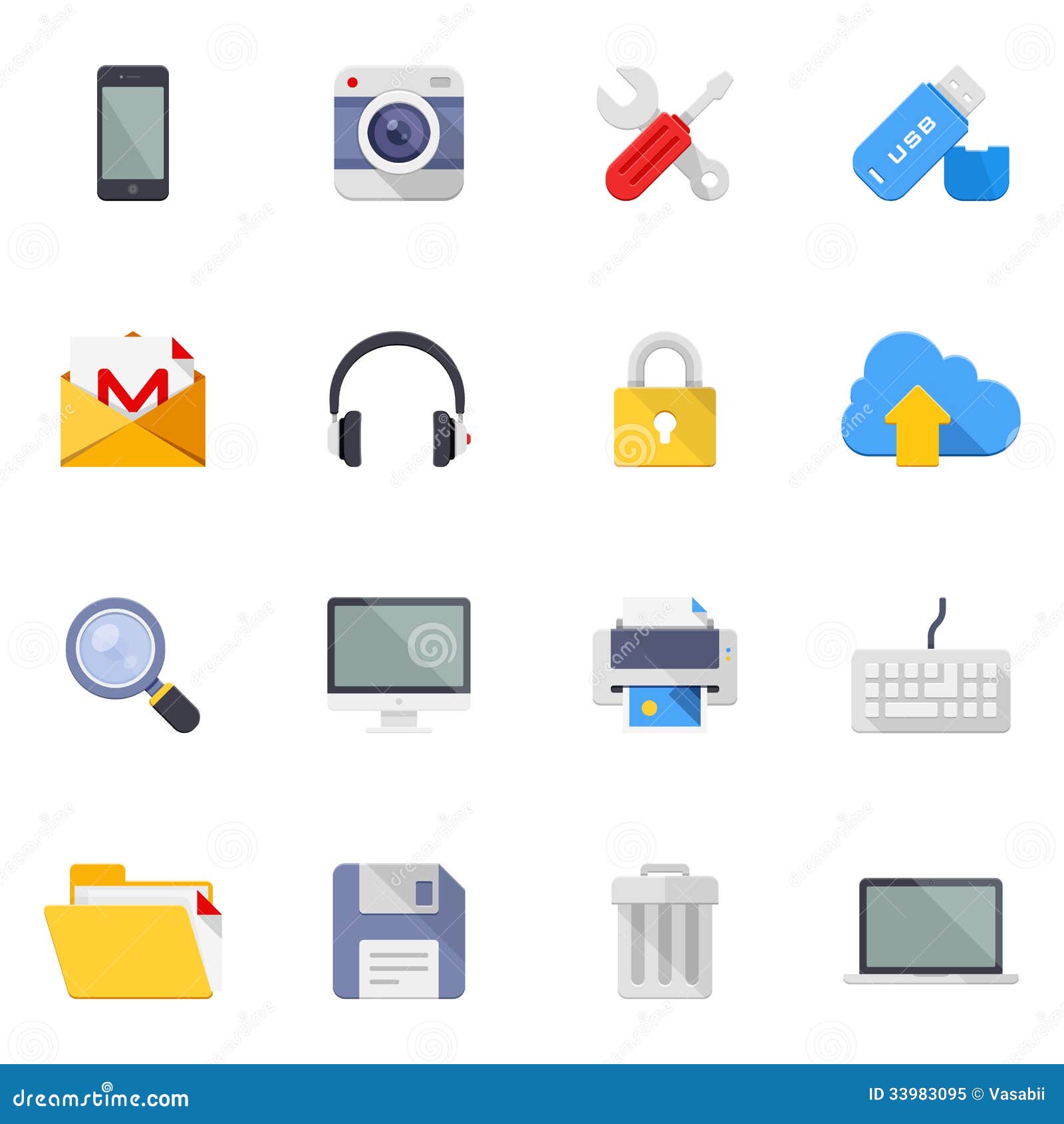 Technologie En Media Pictogrammen Vector Illustratie - Illustration of ...