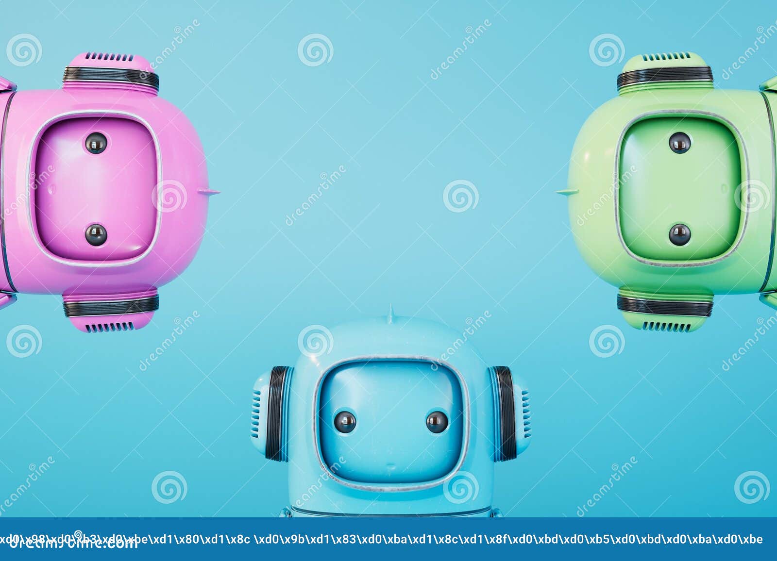 Technologies of Artificial Intelligence. Multi-colored Little Robots on ...