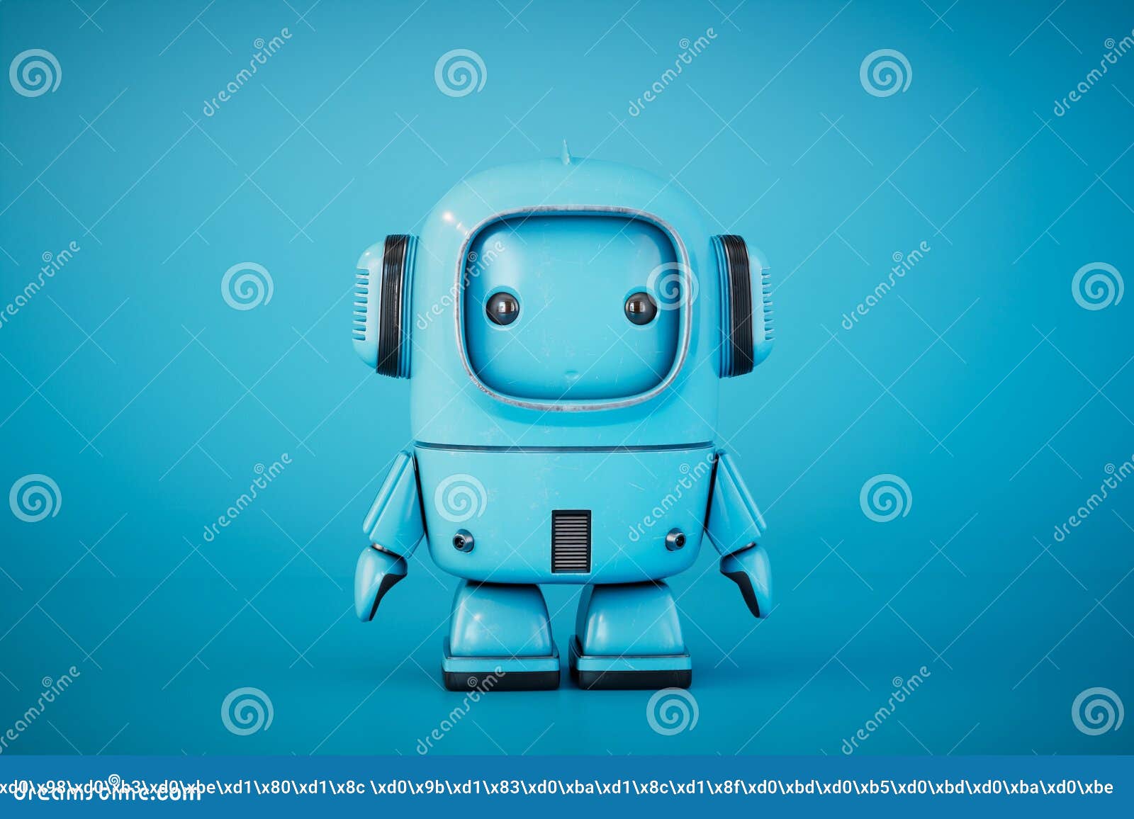 Technologies of Artificial Intelligence. a Small Robot in Blue on a ...