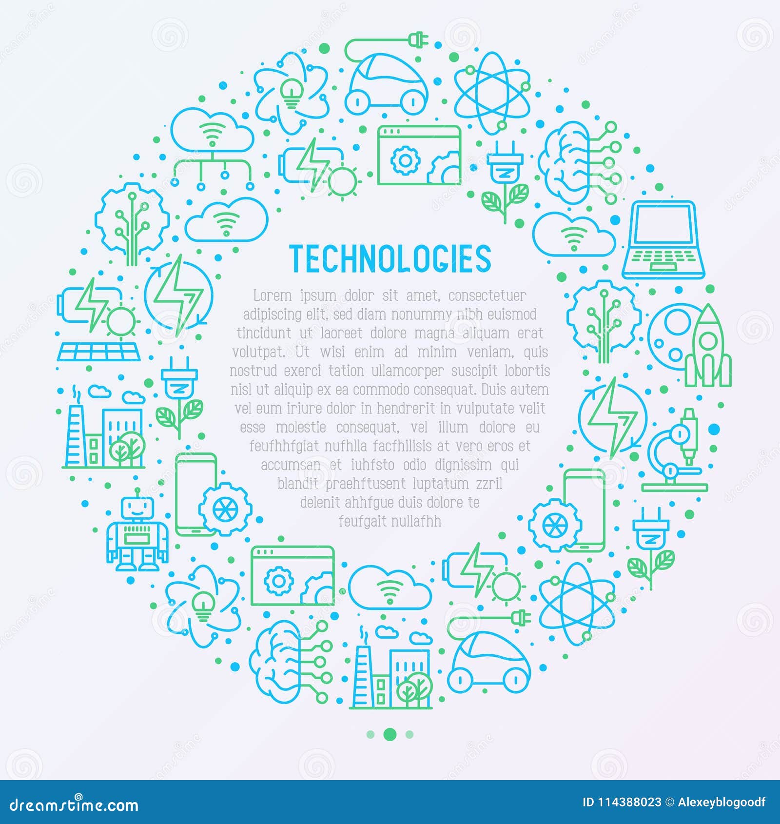 Technologies Concept in Circle Stock Vector - Illustration of future, energy: 114388023