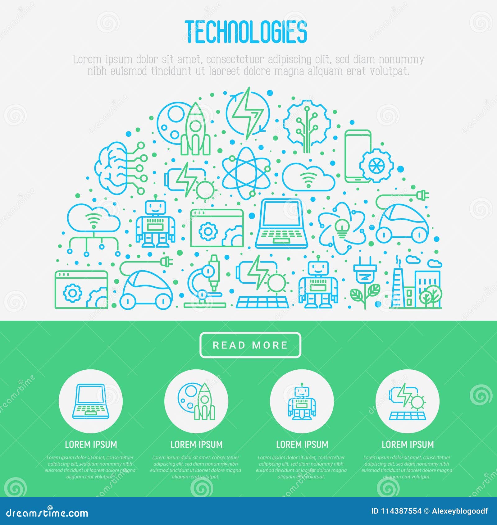 Technologies Concept in Half Circle Stock Vector - Illustration of ...