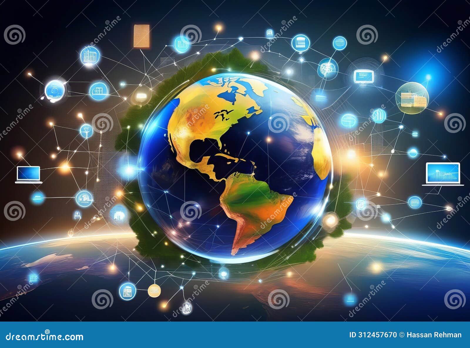 Technologies Connecting the World Stock Illustration - Illustration of ...