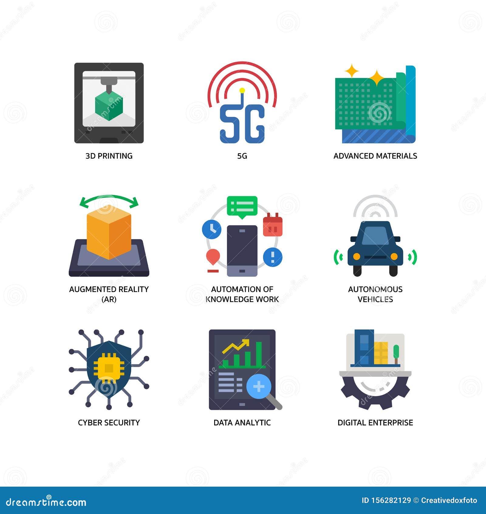 Technologies Disruption Icon Set Stock Vector - Illustration of ...