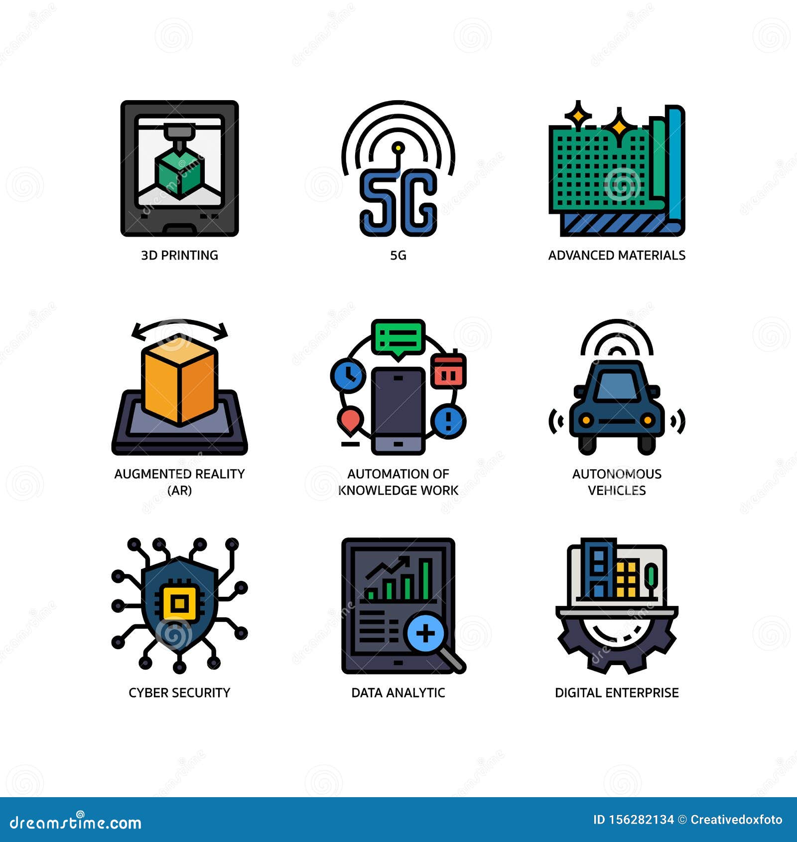 Technologies Disruption Icon Set Stock Vector - Illustration of ...