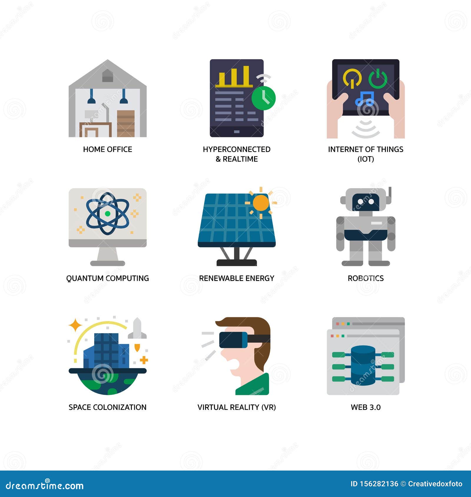 Technologies Disruption Icon Set Stock Vector - Illustration of home ...
