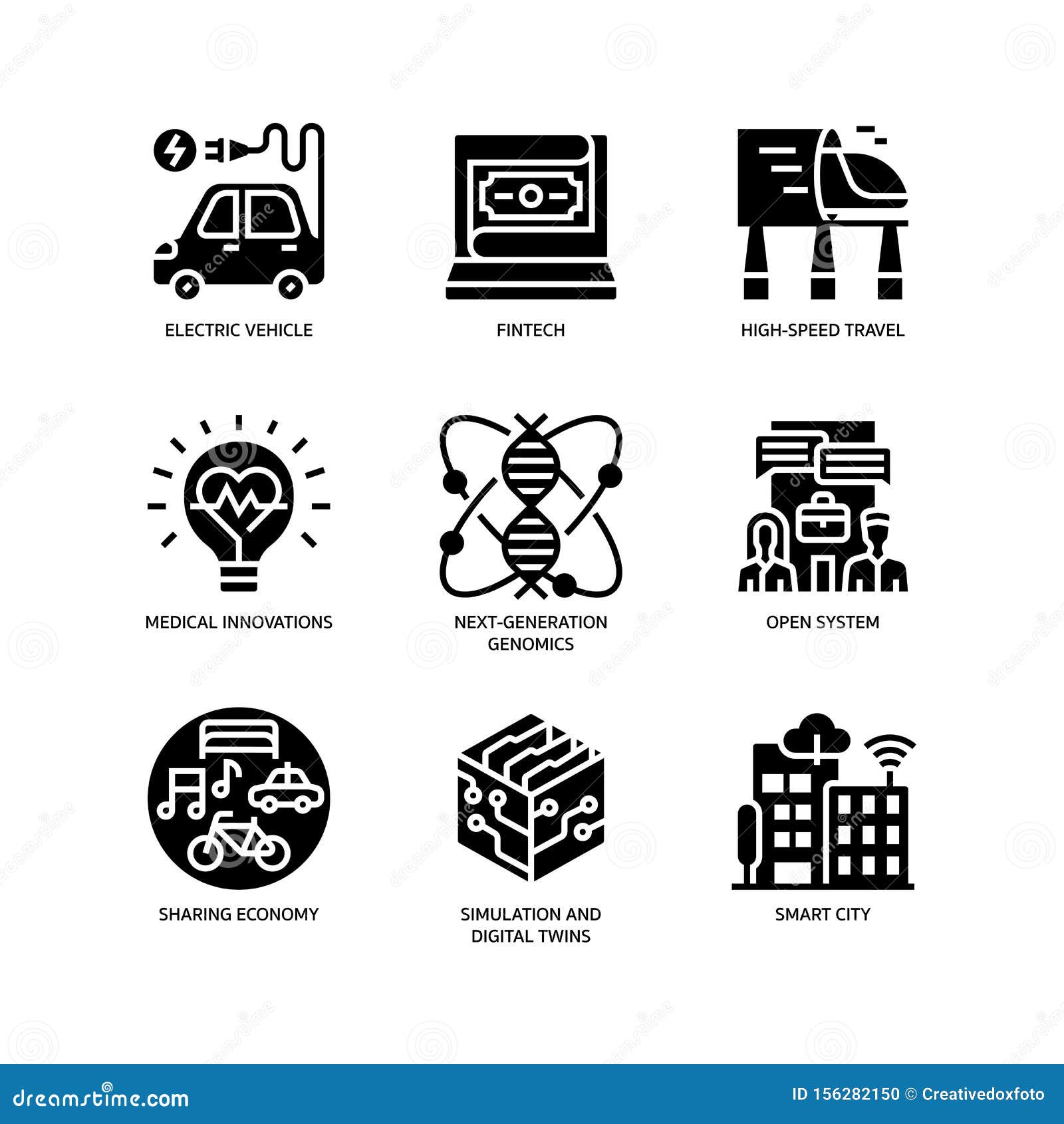 Technologies Disruption Icon Set Stock Vector - Illustration of digital ...