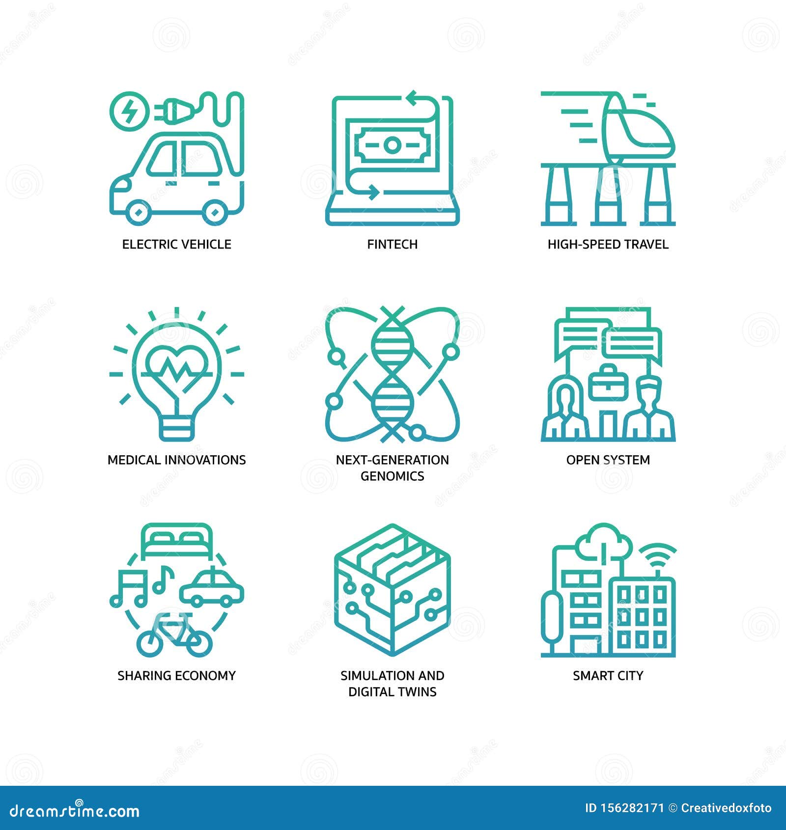 Technologies Disruption Icon Set Stock Vector - Illustration of ...