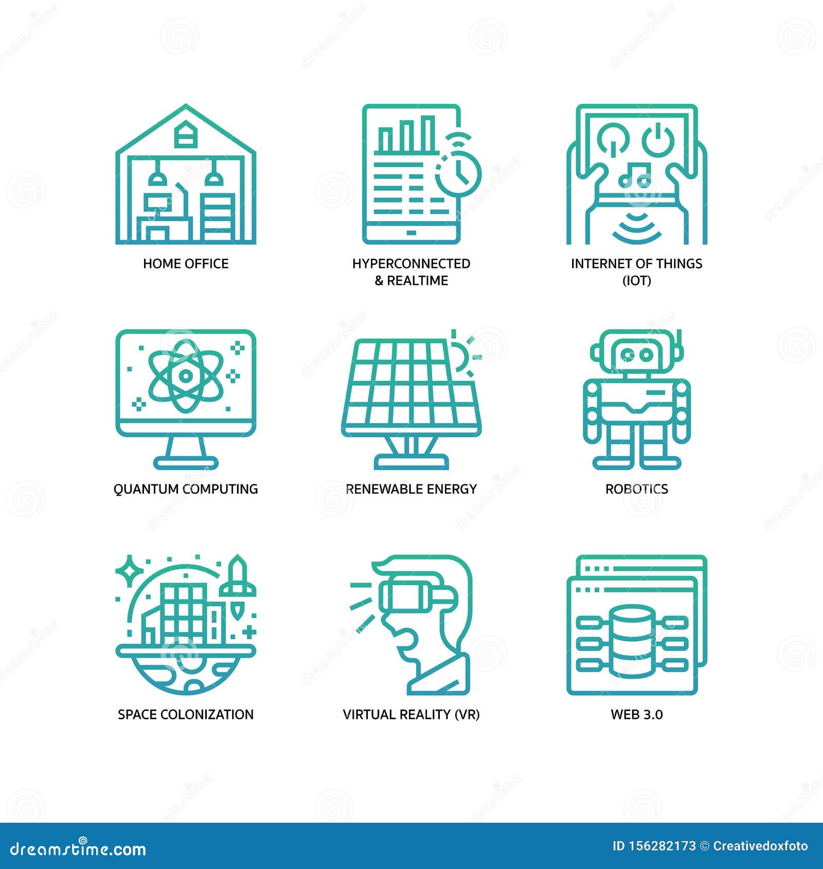 Technologies Disruption Icon Set Stock Vector - Illustration of home ...