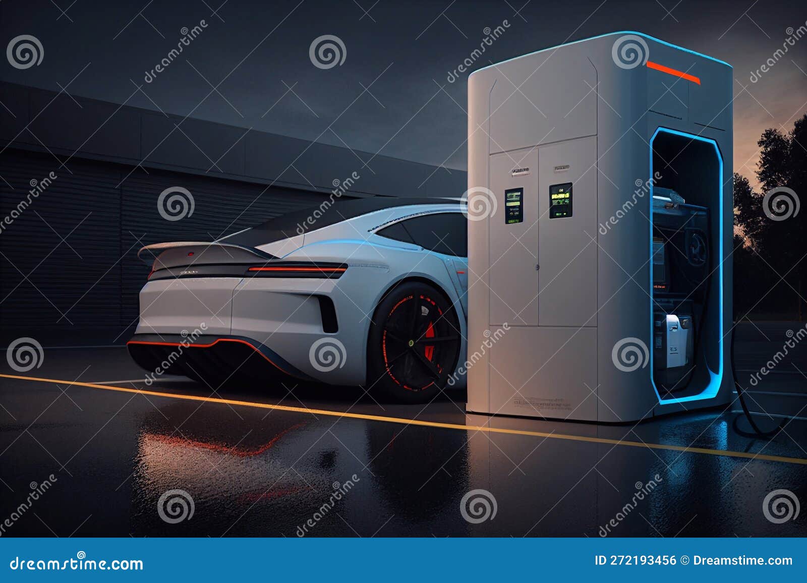 Technologies of Fast Charging of Cars. AI Generated Stock Illustration ...