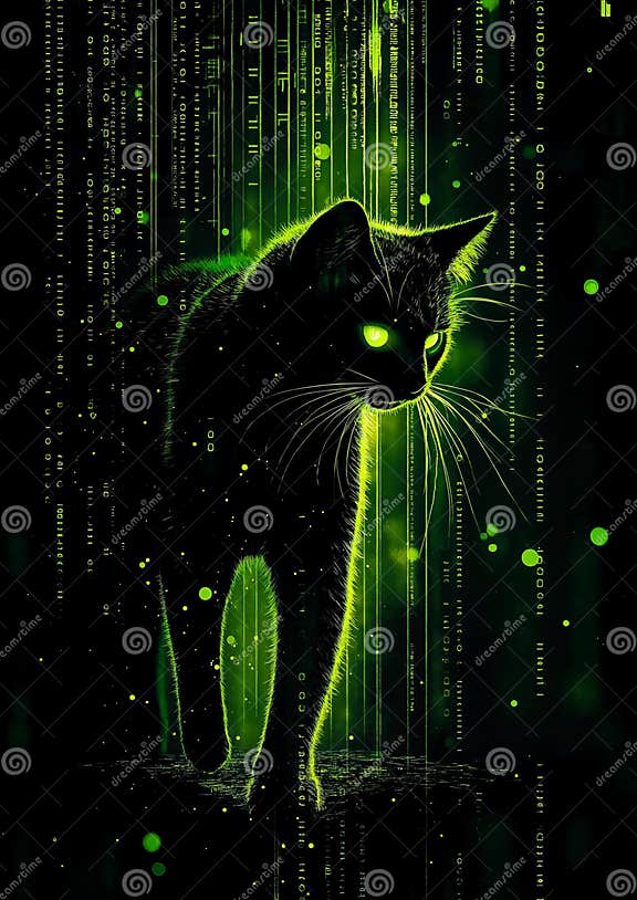 Technologies of the Future. Cat Coder Stock Illustration - Illustration ...