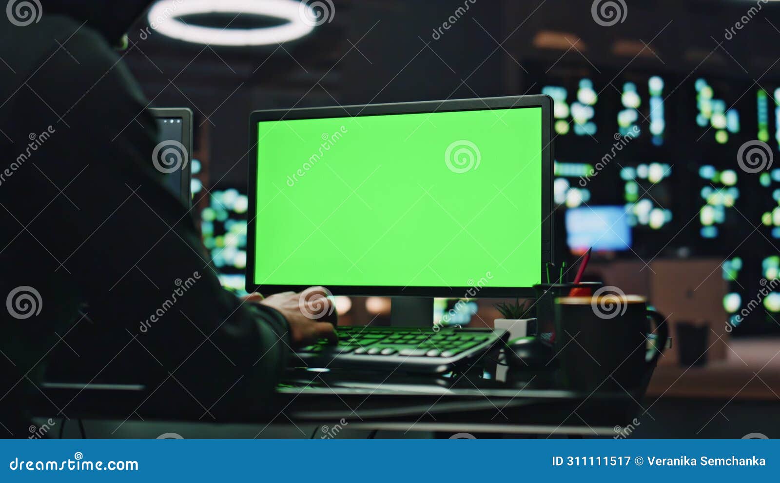 It Technologist Coding Chromakey Computer at Datacenter Closeup. Man Working Stock Image - Image ...