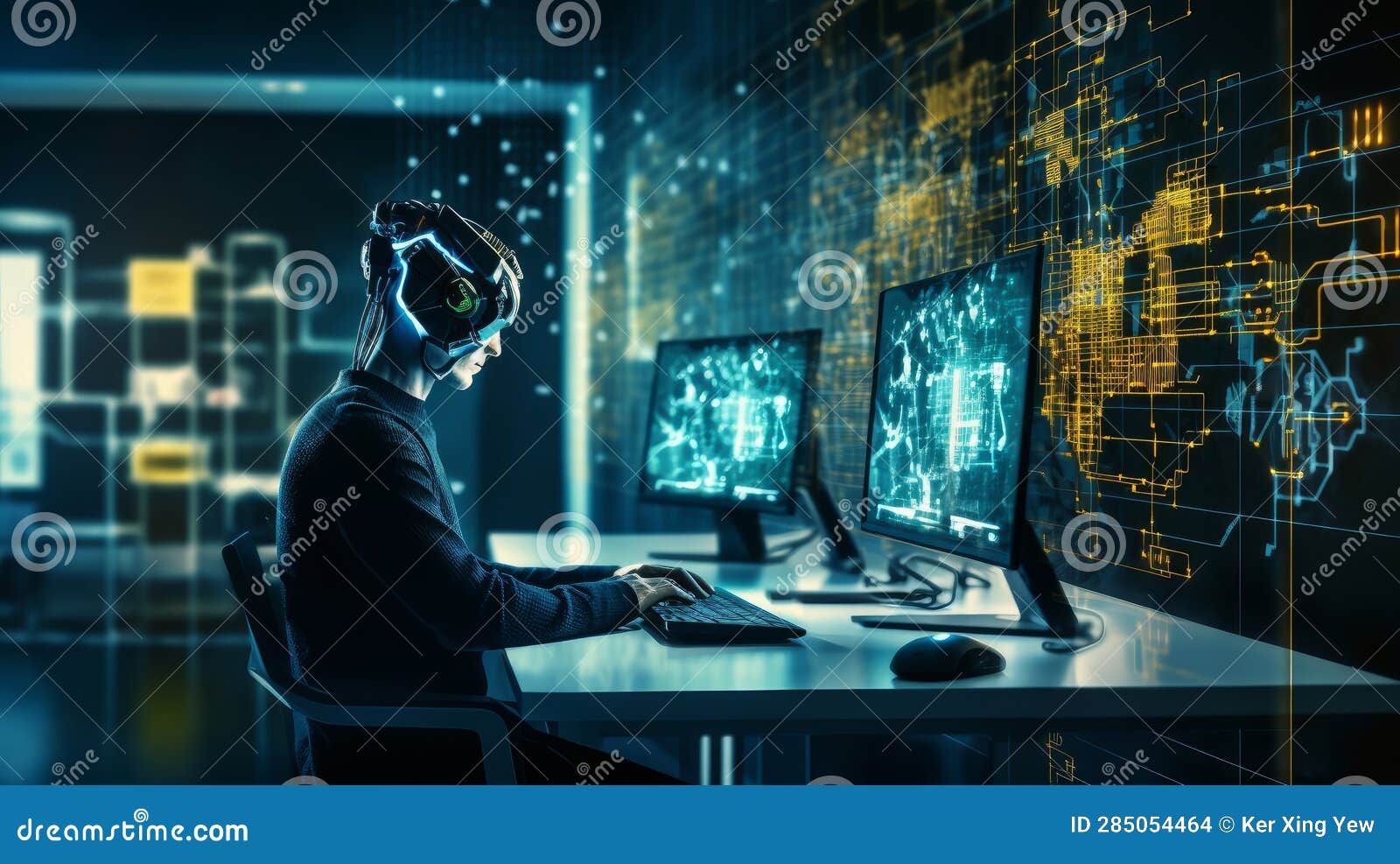 Technologist Implementing Machine Learning Algorithms. Stock ...