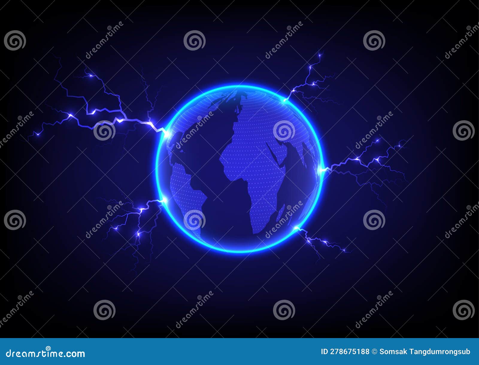 Technology Abstract Background 3D Earth Map on Surface with Glowing ...