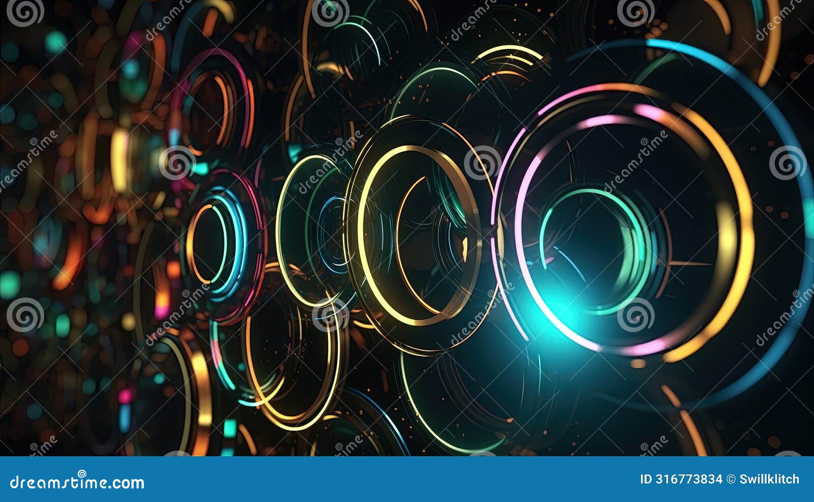Technology Abstract Background with Hud Styled Round Interface Elements ...