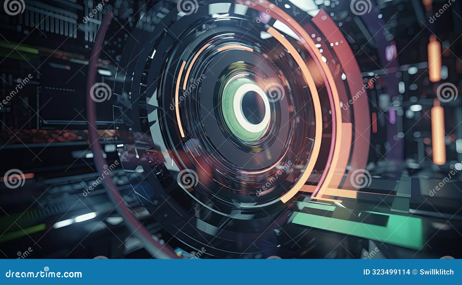 Technology Abstract Background with Hud Styled Round Interface Elements ...