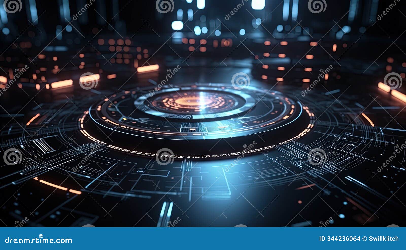 Technology Abstract Background with Hud Styled Round Interface Elements ...