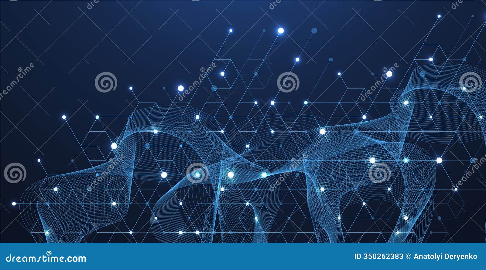 Technology Abstract Background Lines, Dots and Hexagons. Hexagonal ...