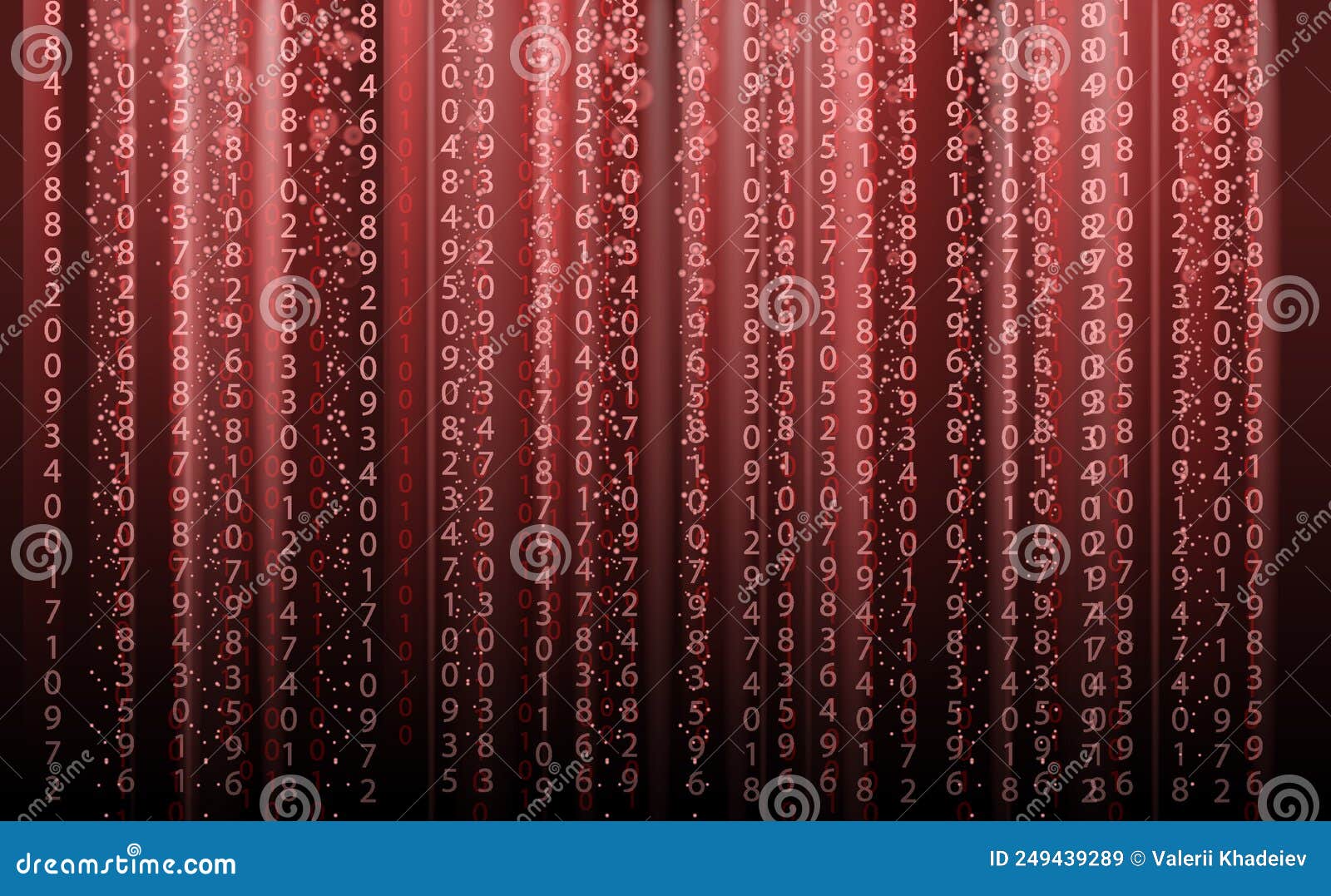 Technology Abstract Background Matrix Style Red Color Falling Numbers Digital Binary Data 3924