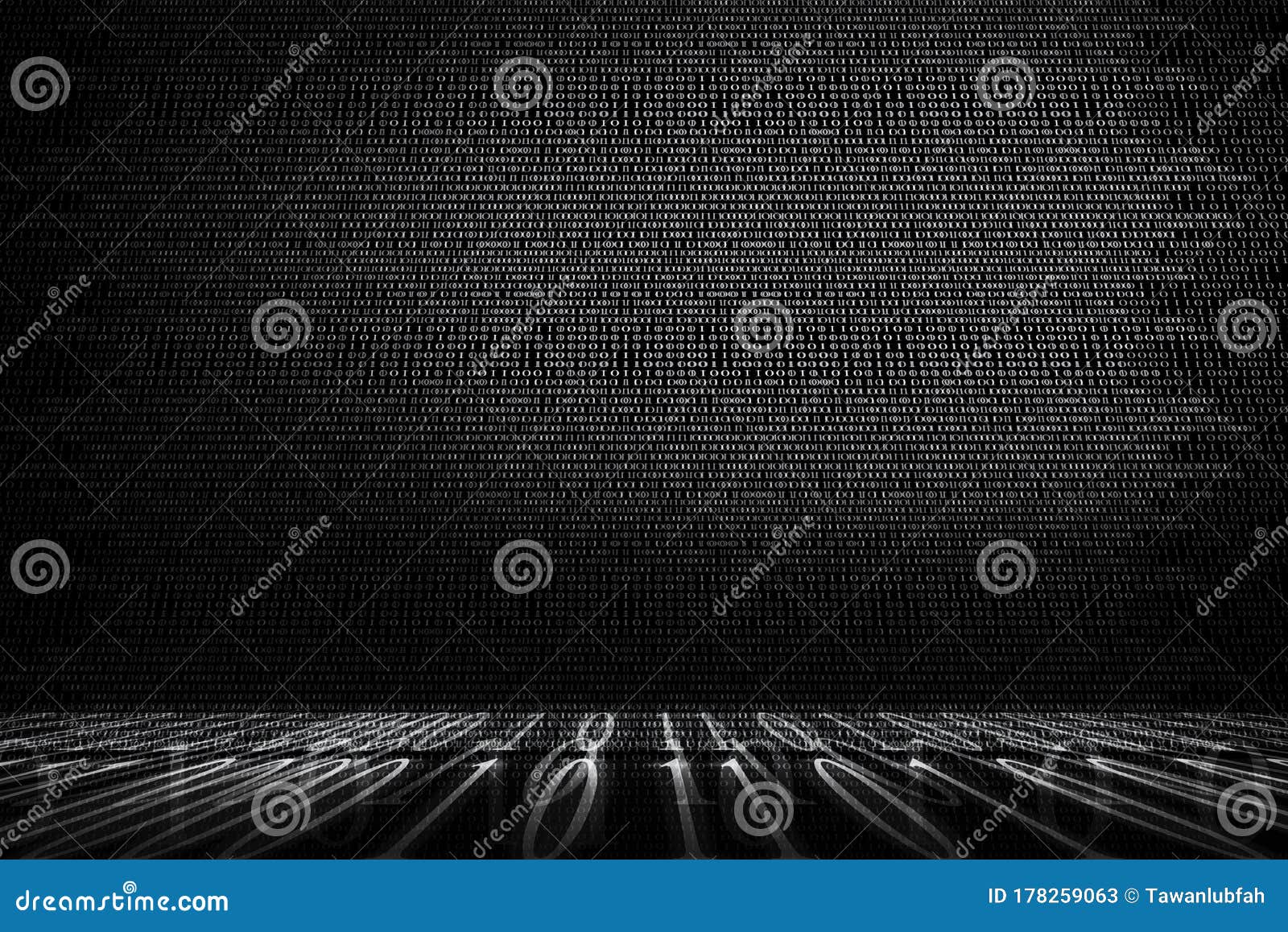 Technology and Abstract Background from Numbers in Row Pattern. Binary ...