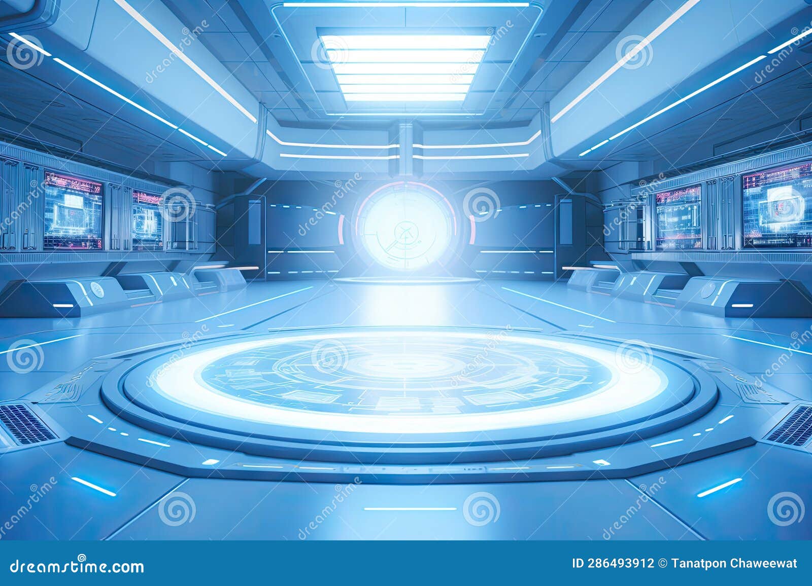 Sci-fi Hi-tech Stage Collection In Glowing HUD. Hologram Portal Cyborg ...