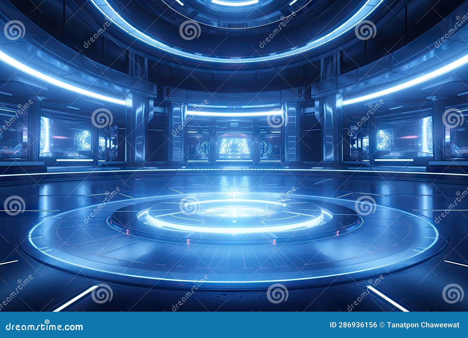 Technology Abstract Blue Hi-tech Stage Display Background, Empty Space ...