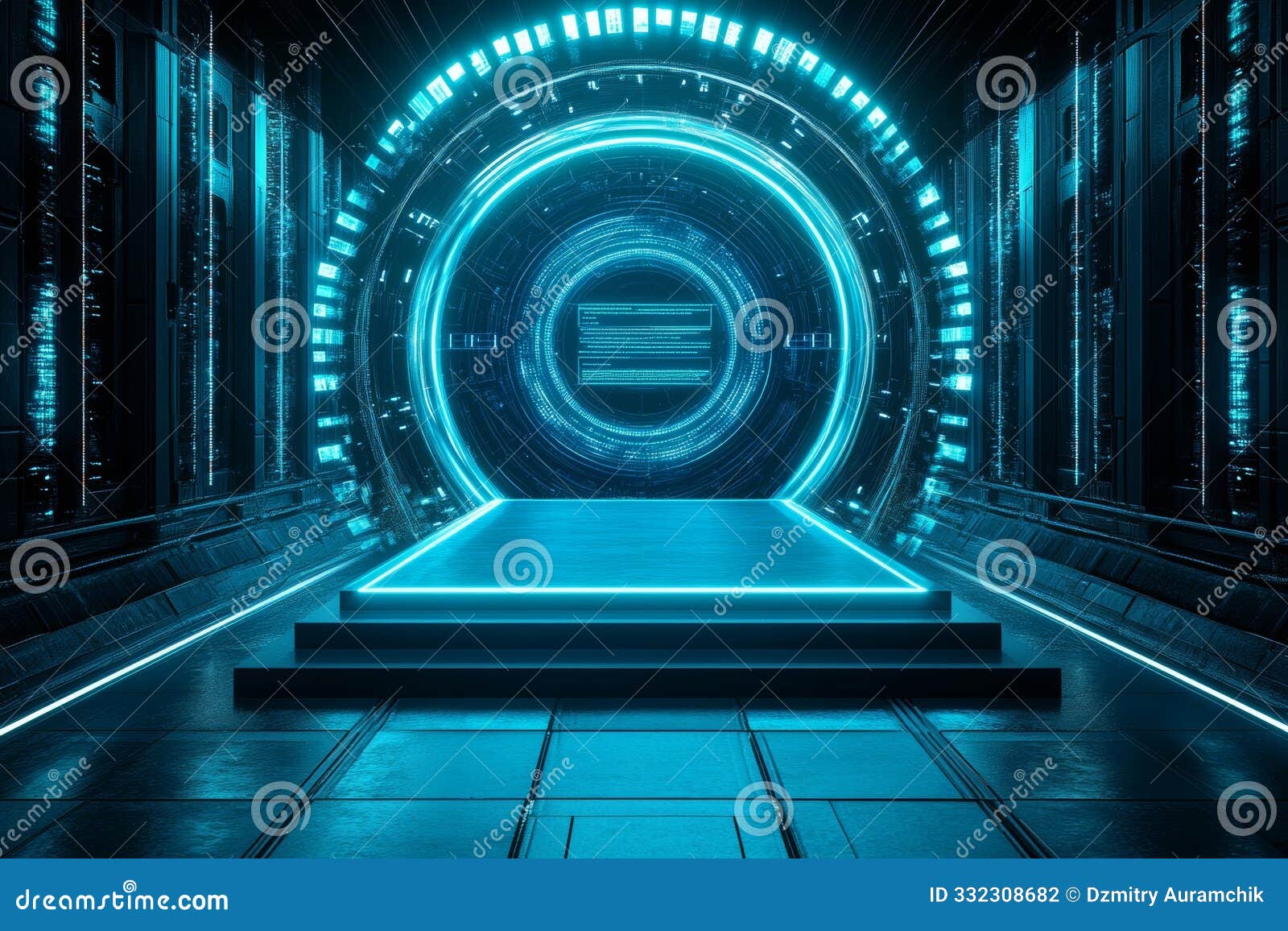 The Technology Abstract Blue Hi-tech Stage Display Background Includes ...