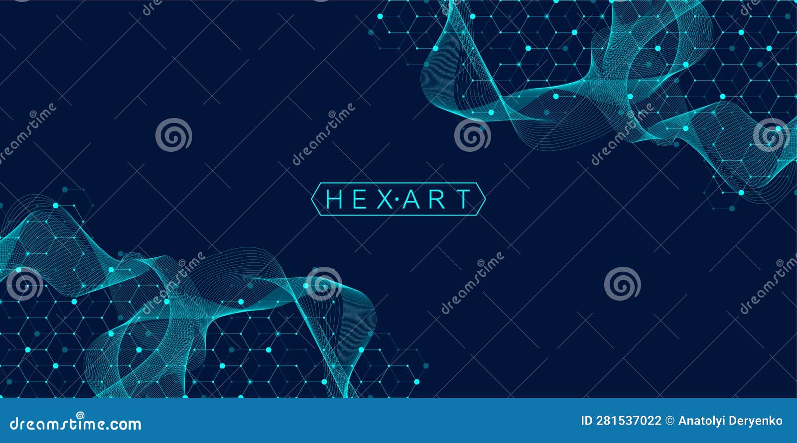 Technology Abstract Lines and Dots Connect Background with Hexagons ...