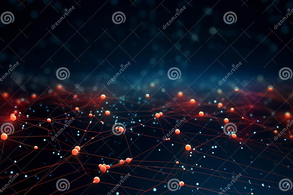 Technology Abstract Network with a Cyber Network Grid and Connected ...