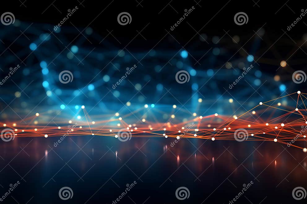 Technology Abstract Network with a Cyber Network Grid and Connected ...
