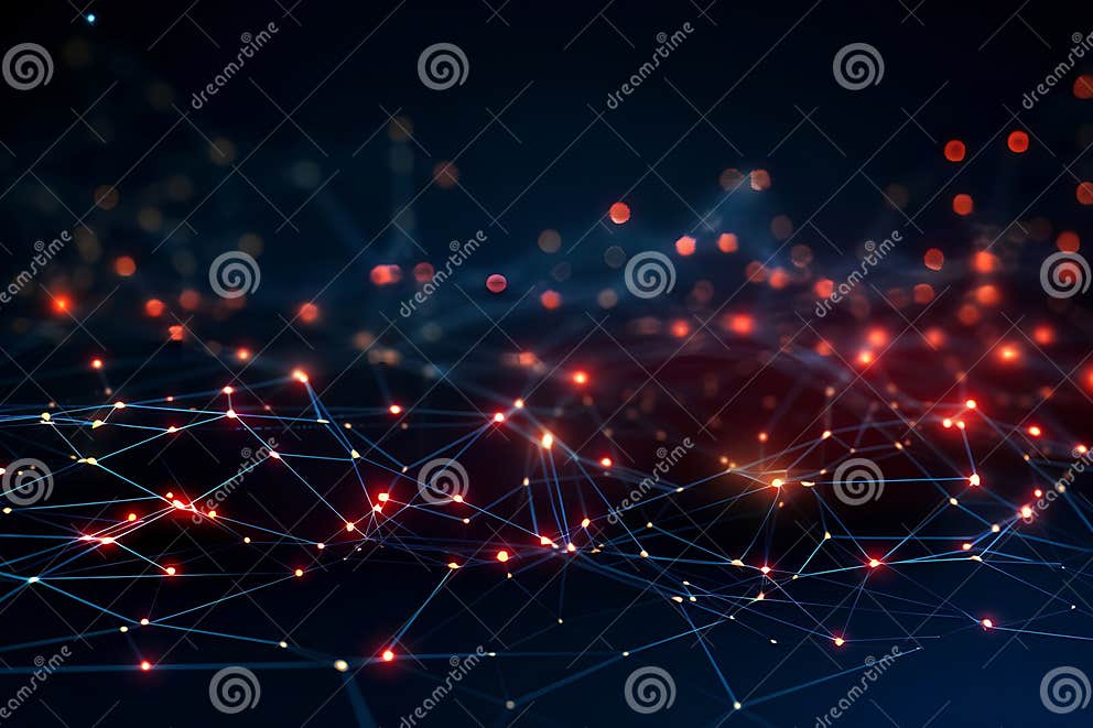 Technology Abstract Network with a Cyber Network Grid and Connected ...