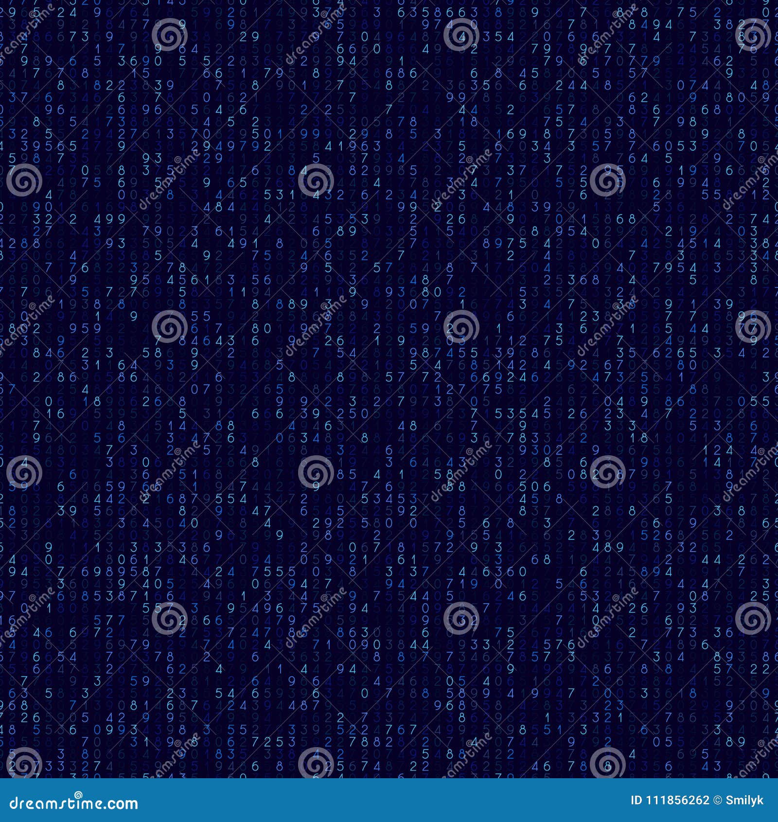 Technology Abstract Seamless Pattern of Blue Random Numbers on D Stock ...