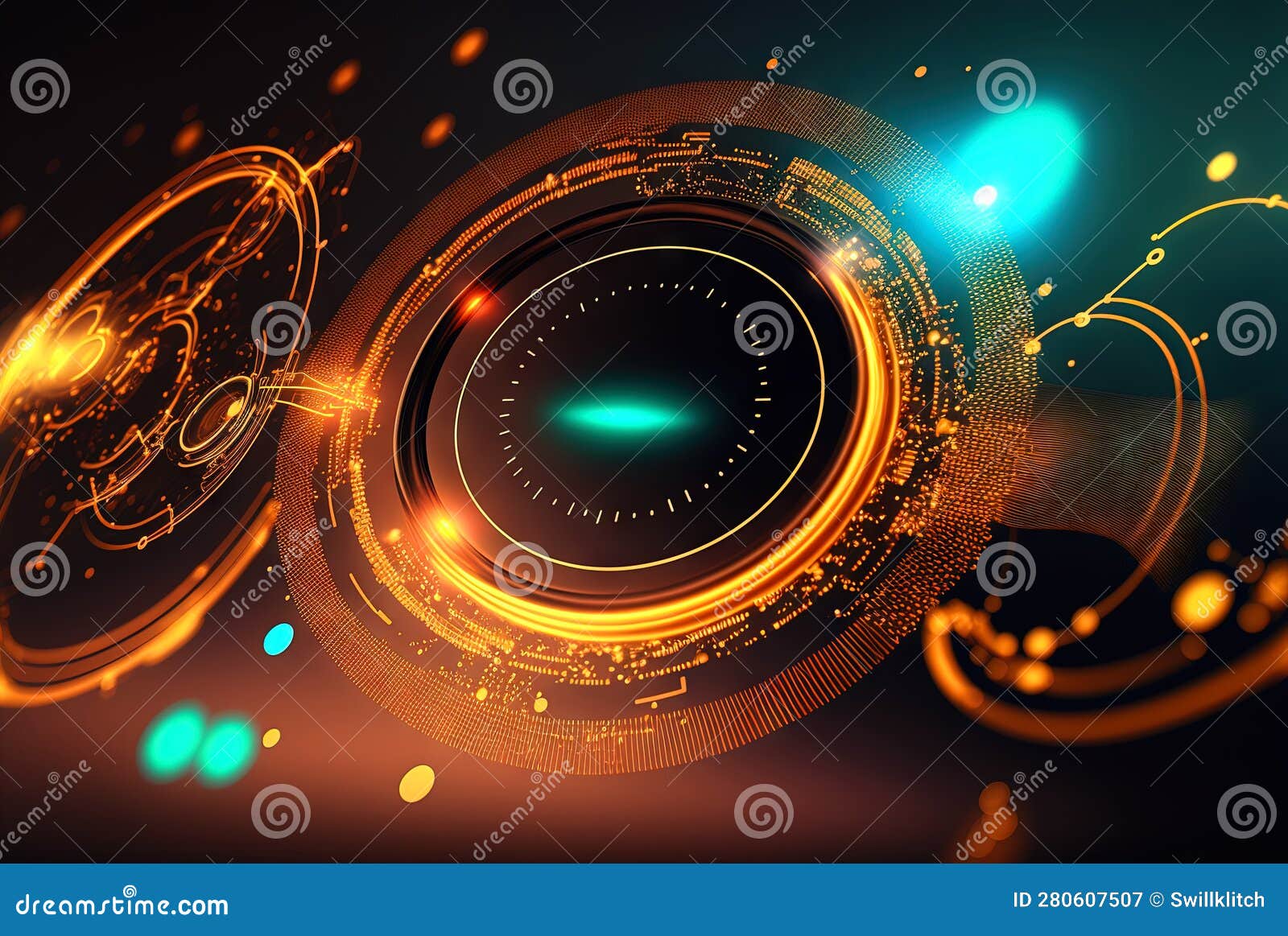 Technology Abstract with Shiny Elements. HUD Background with Scientific ...