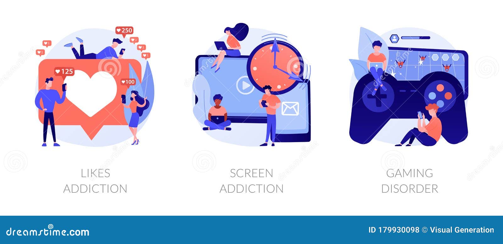 Technology Addiction Infographic On Cream Background Cartoon Vector ...