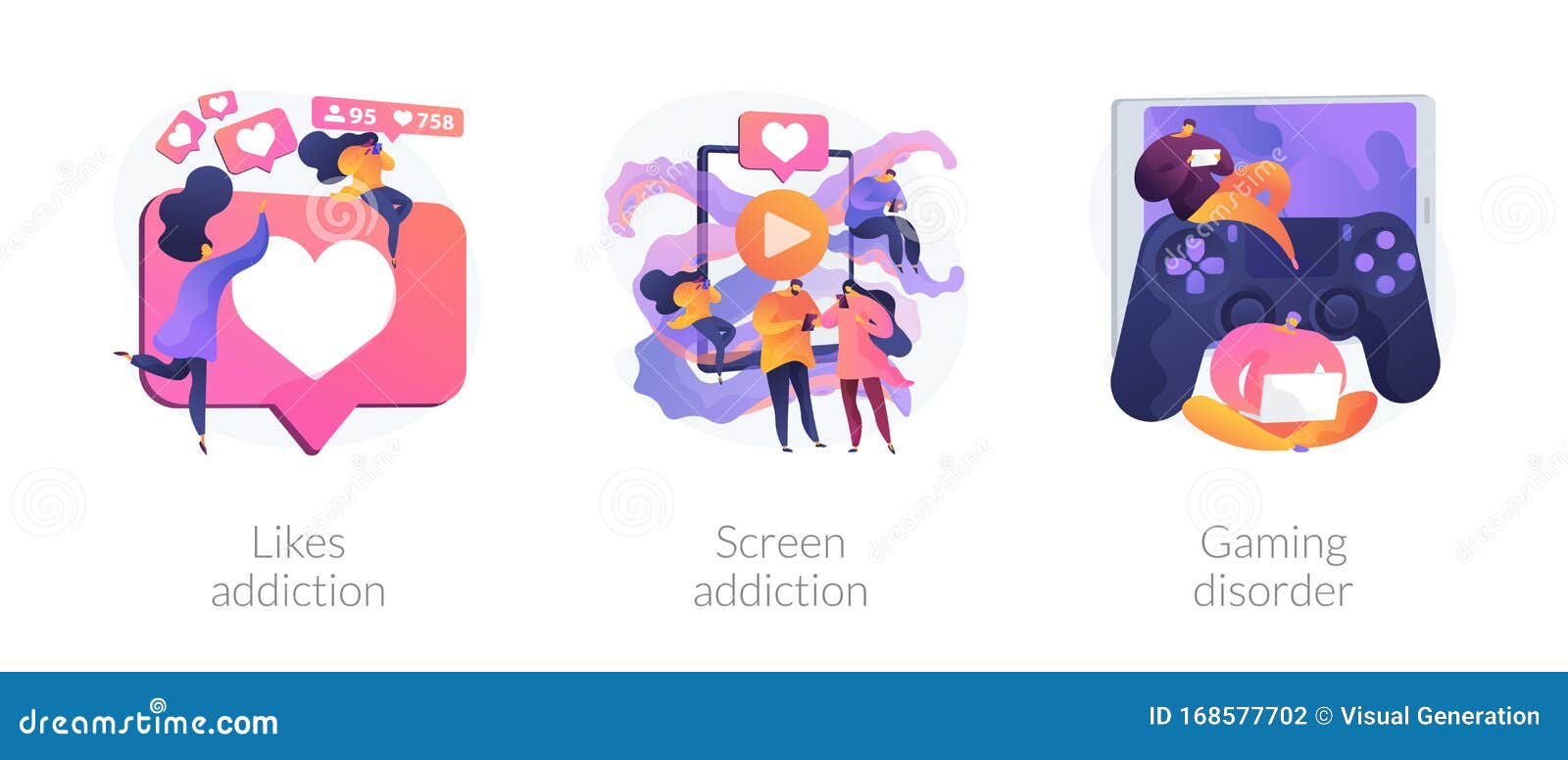 Technology Addiction Infographic On Cream Background Cartoon Vector ...