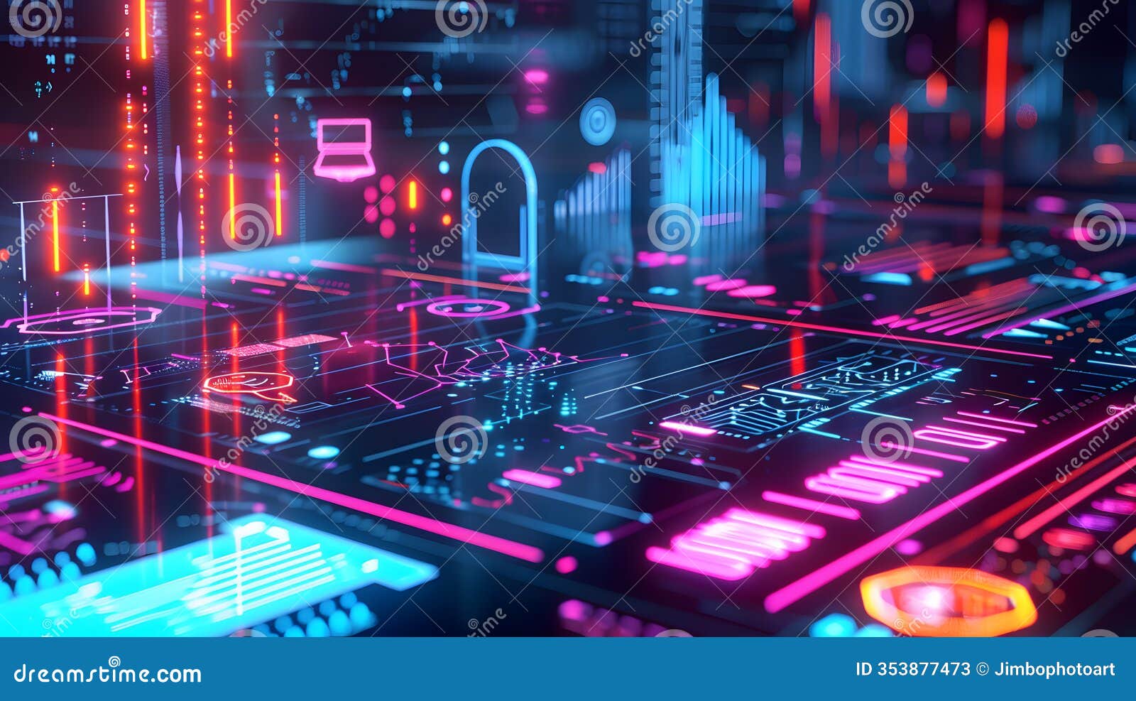 Technology Adoption Analysis Digital Icons and Trend. Stock ...