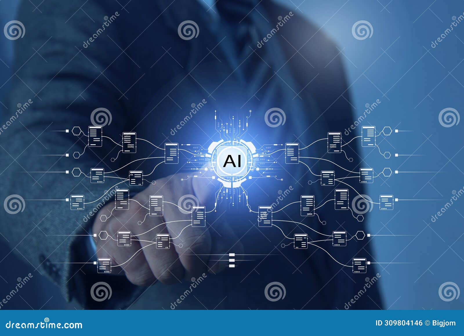 Technology AI and Big Data Network Conncetion, with Machine Deep ...