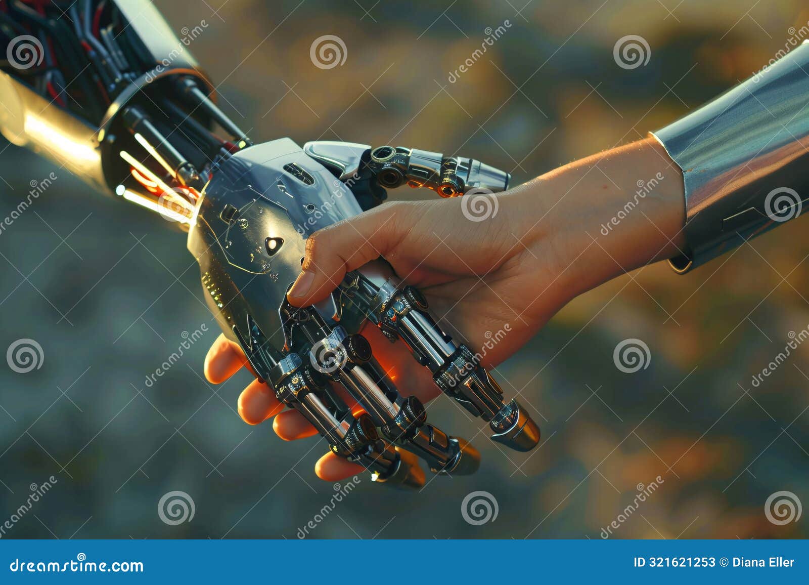 Technology and Ai Concept, Close Up of Handshake of Man and Robot Stock ...