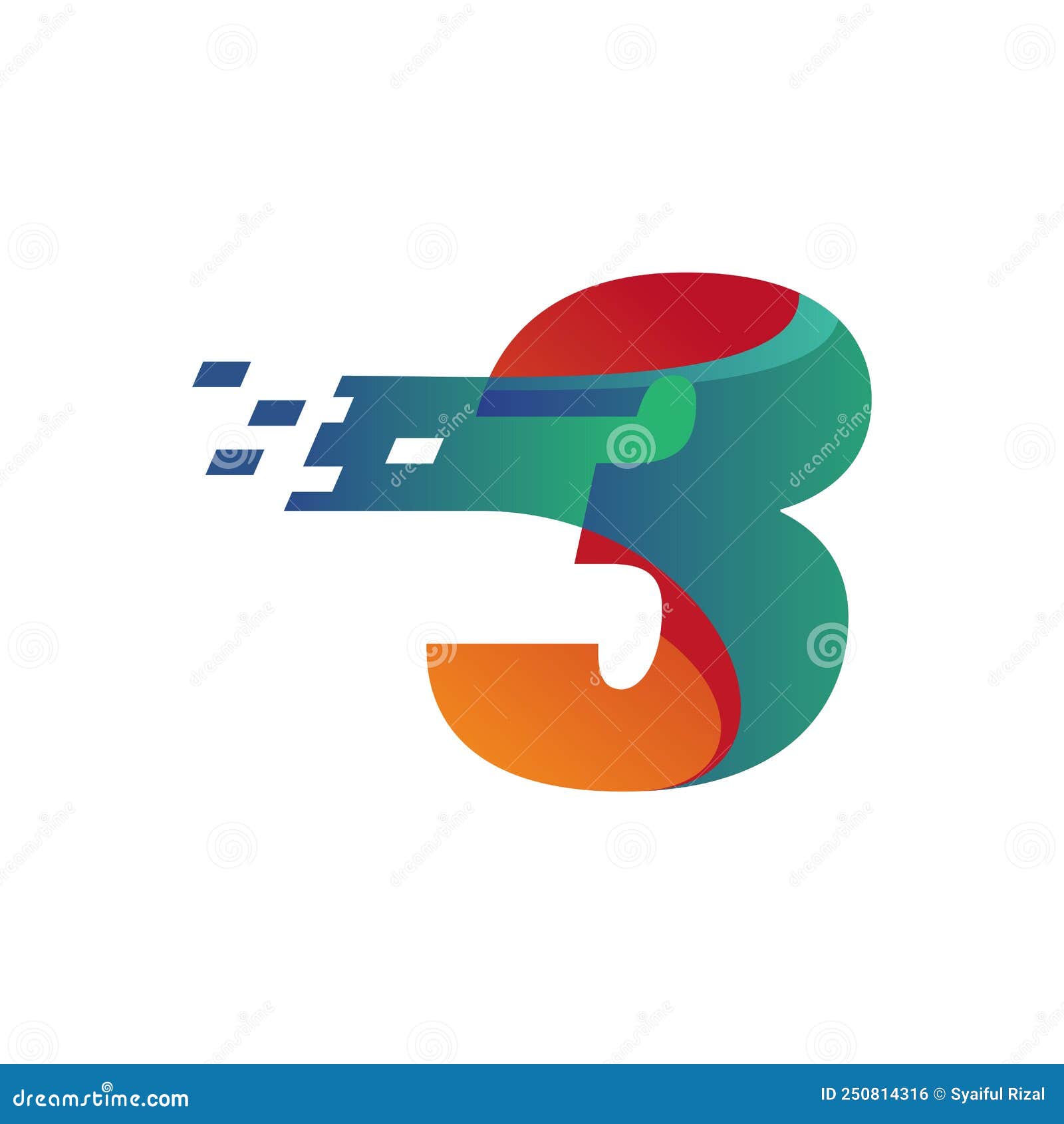 Number 3 Logo Technology with Color Stock Vector - Illustration of ...