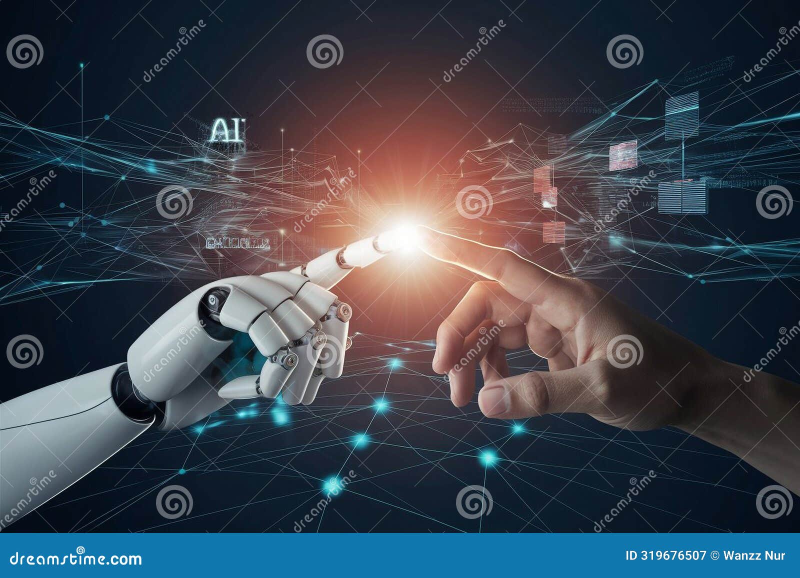 Technology Artificial Intelligence Robot Background Stock Illustration ...