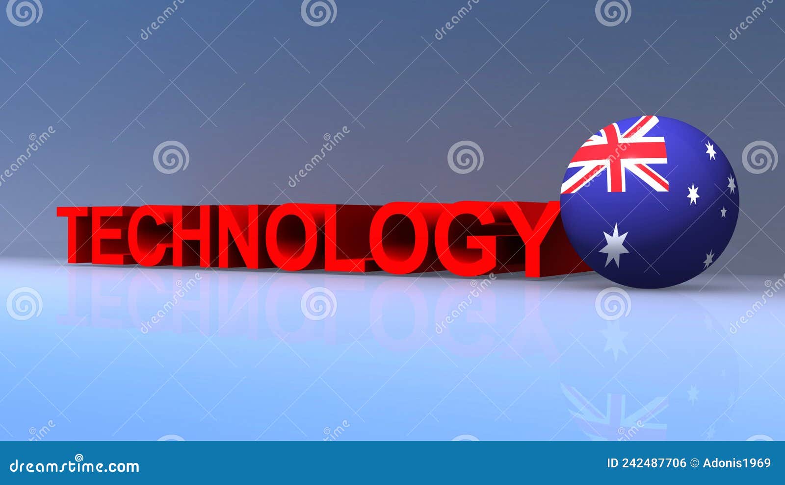 Technology with Australia Flag on Blue Stock Illustration ...