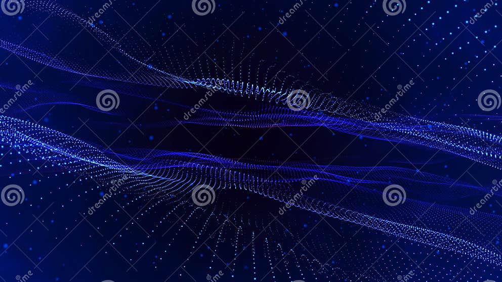 Technology Background. Abstract Digital Particle Wave. Futuristic Dotted Wave. Network ...