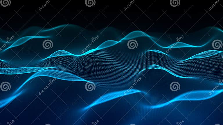 Technology Background . Abstract Digital Wave of Particles. Futuristic ...