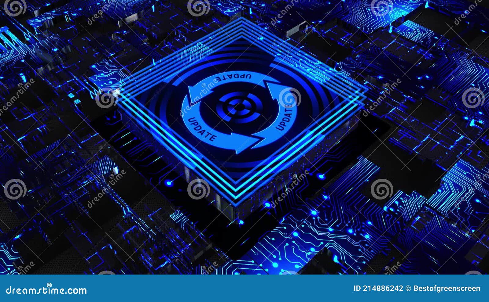 Technology Background in Abstract Motion - Rotating Update Sign with ...